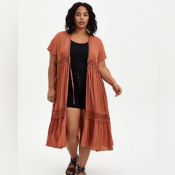 torrid | Kimonos & Yukatas | Torrid Duster Length Kimono In Orange Rust ...